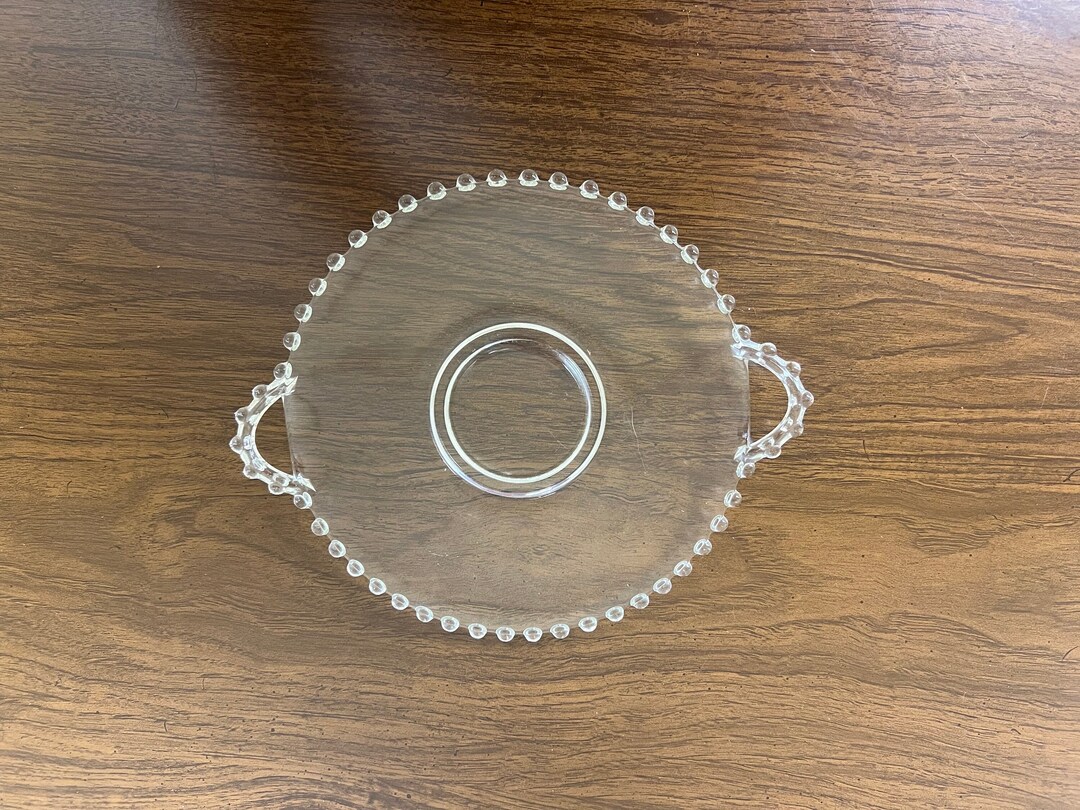 Vintage Candlewick Handled Tray Relishes Appetizers Beaded Glass 9 ...