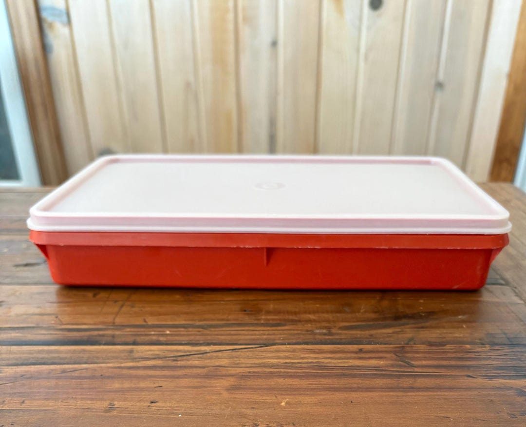 Tupperware Bacon Deli Meat Keeper Paprika Red Sheer Lid Vintage 794 ...