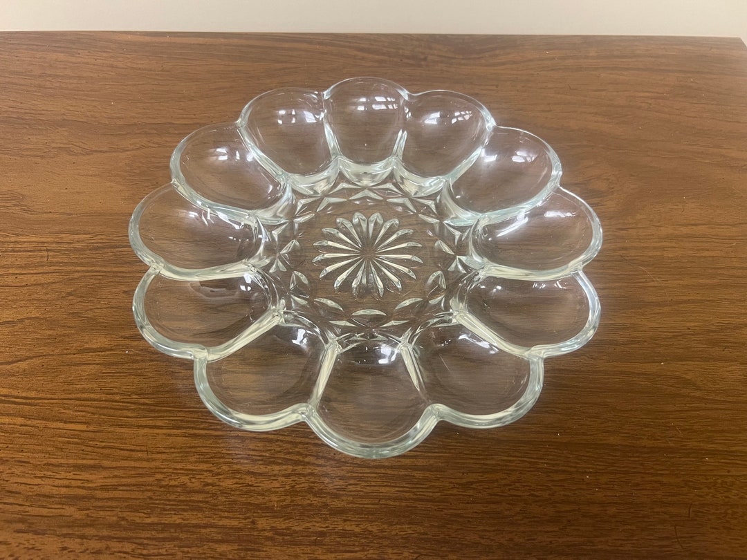 Clear Glass Egg Plate Deviled Eggs Appetizer Plate Platter - Etsy