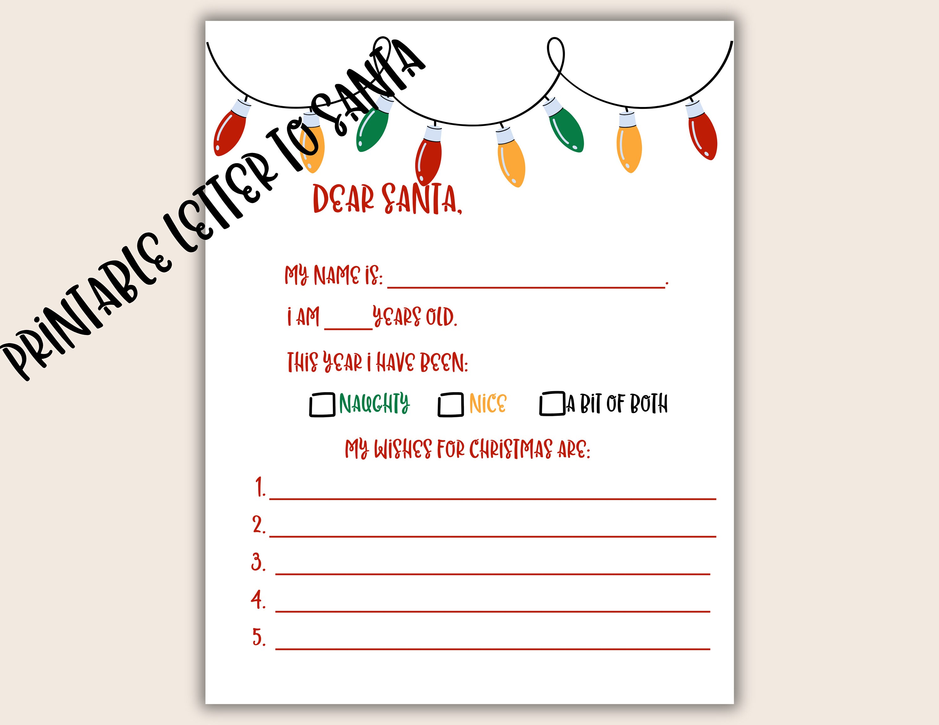 Festive Kids Letter to Santa Printable Fun Christmas Activity Advent ...