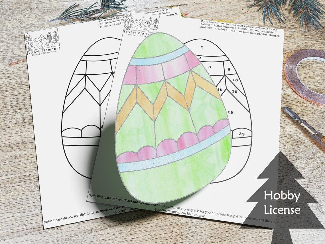 Easter Egg Stained Glass Pattern, Digital Download, Stained Glass ...