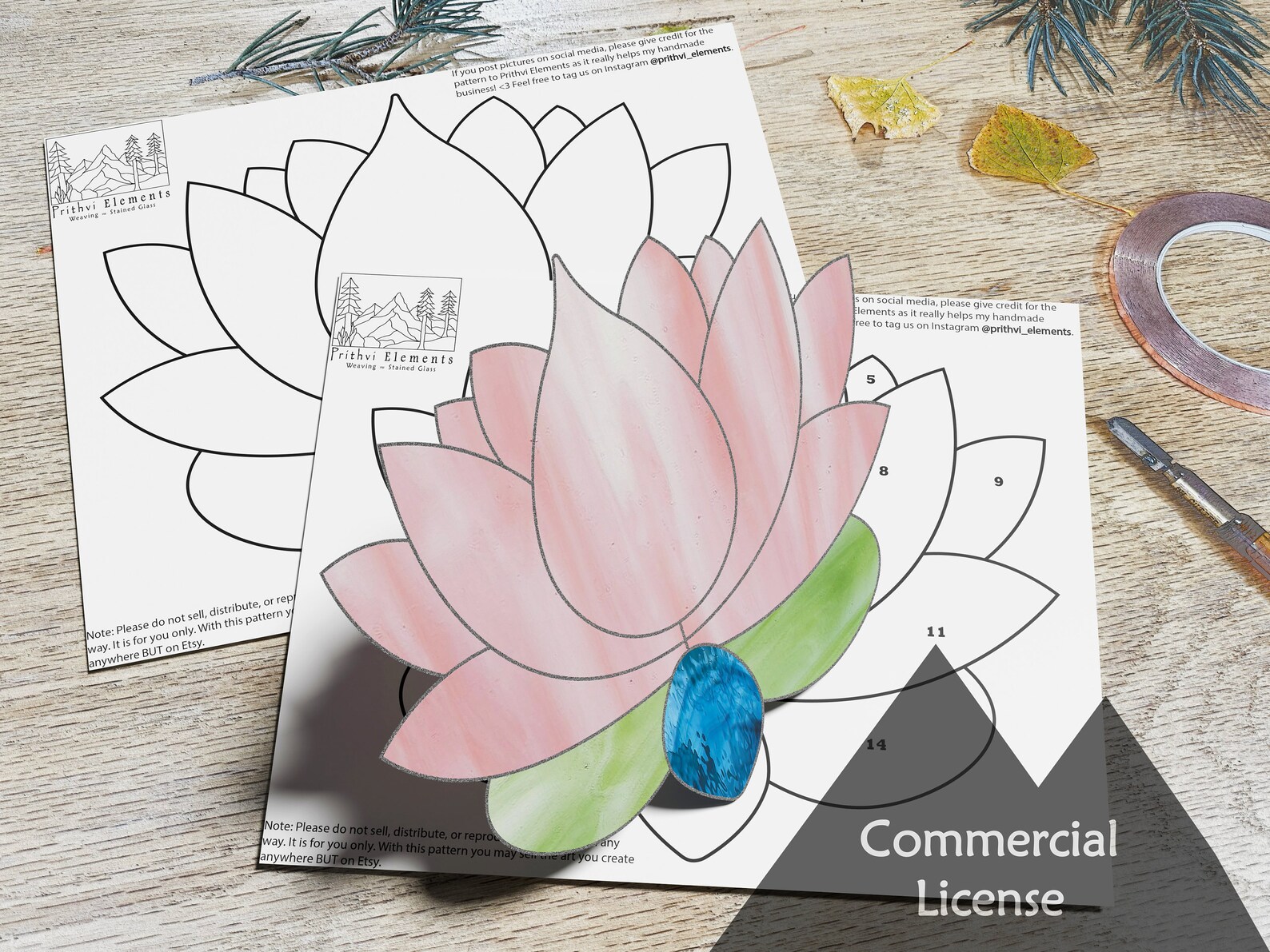 Simple Lotus Stained Glass Pattern, Digital Download, Beginner Pattern ...
