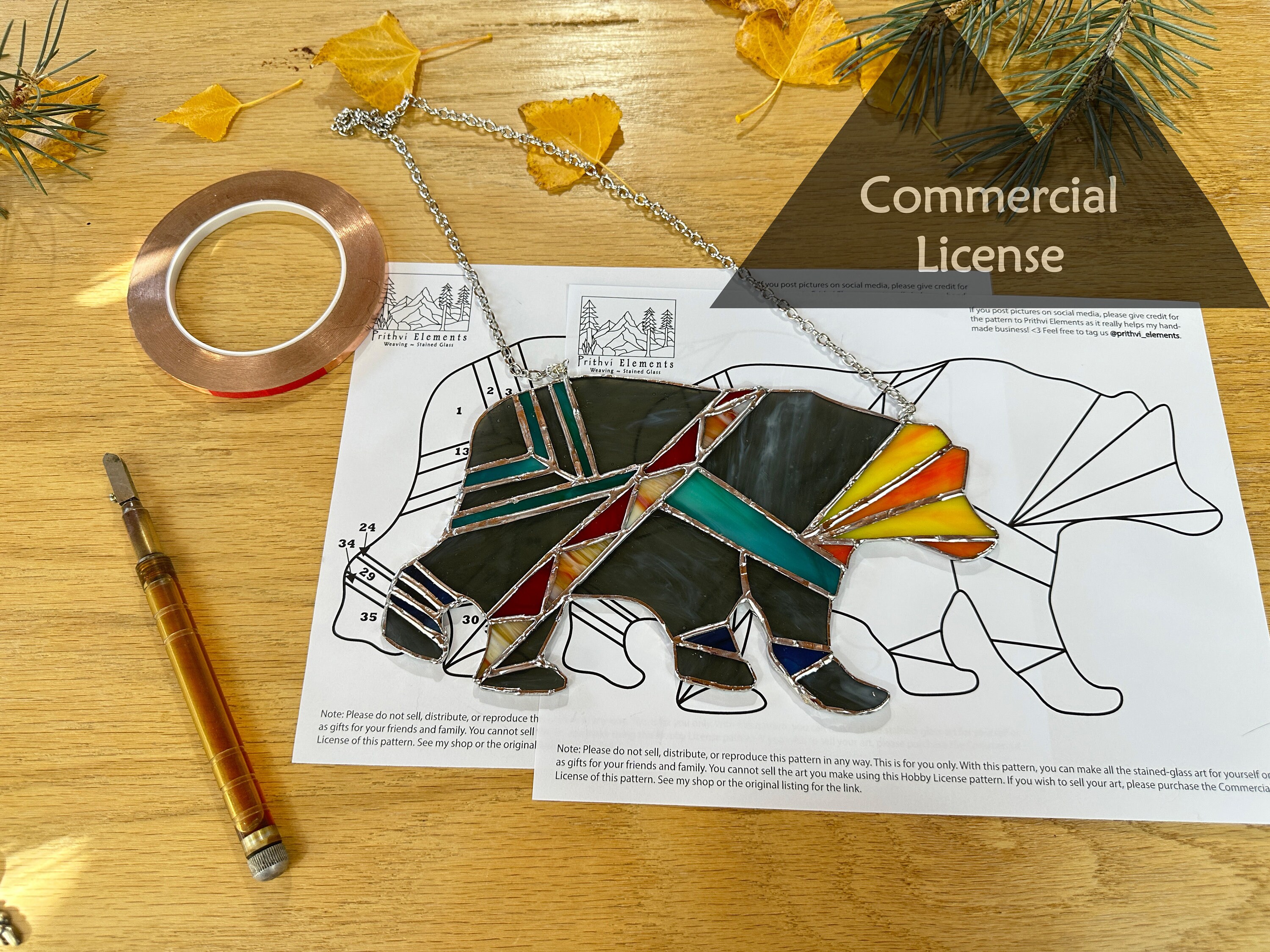 Bear Stained Glass Pattern, Digital Download, Stained Glass Patterns ...