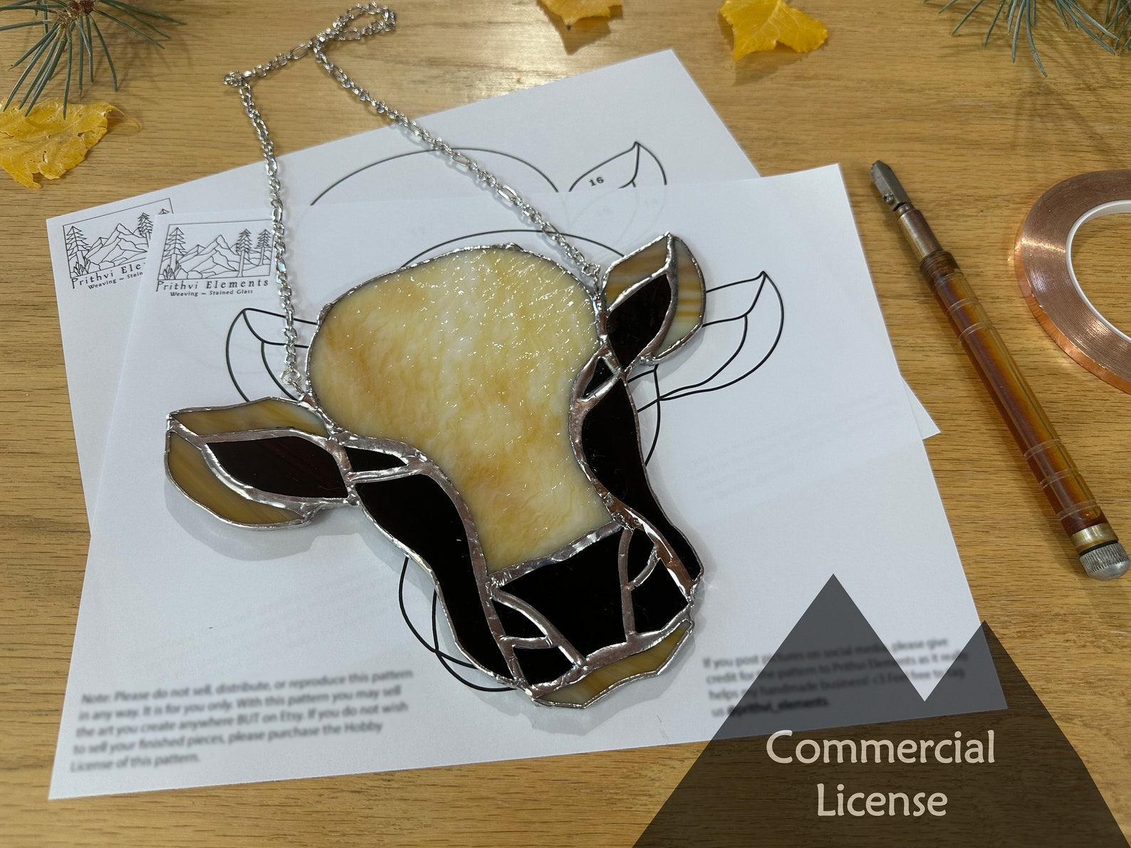 Cow Stained Glass Pattern, Digital Download, Stained Glass Patterns Cow ...