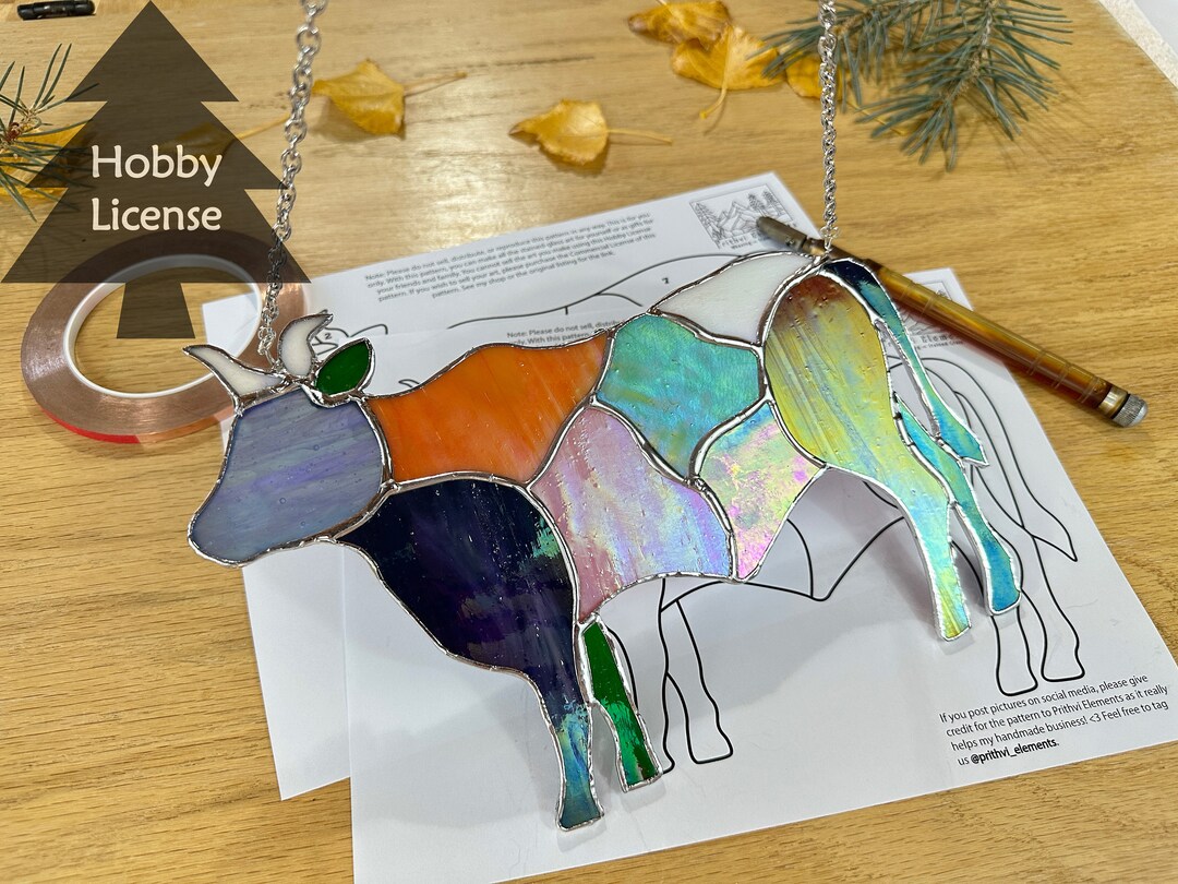 Cow Stained Glass Pattern, Digital Download, Stained Glass Patterns Cow ...