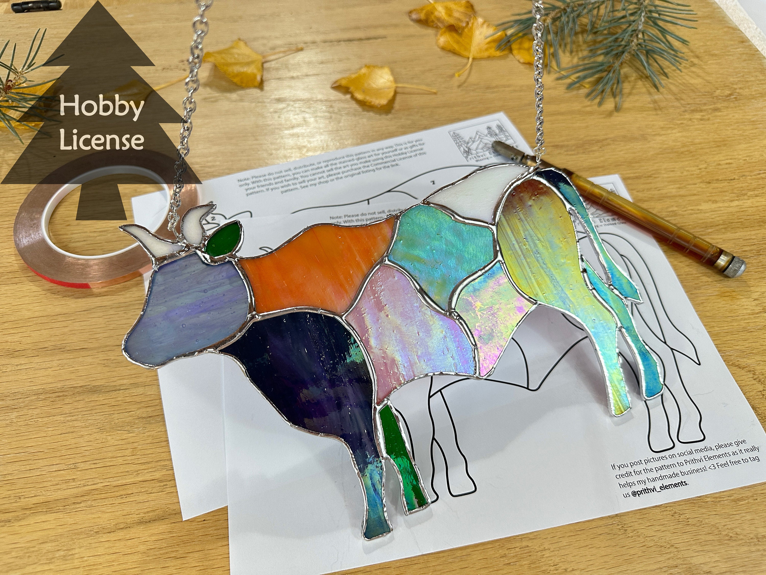 Cow Stained Glass Pattern, Digital Download, Stained Glass Patterns Cow ...