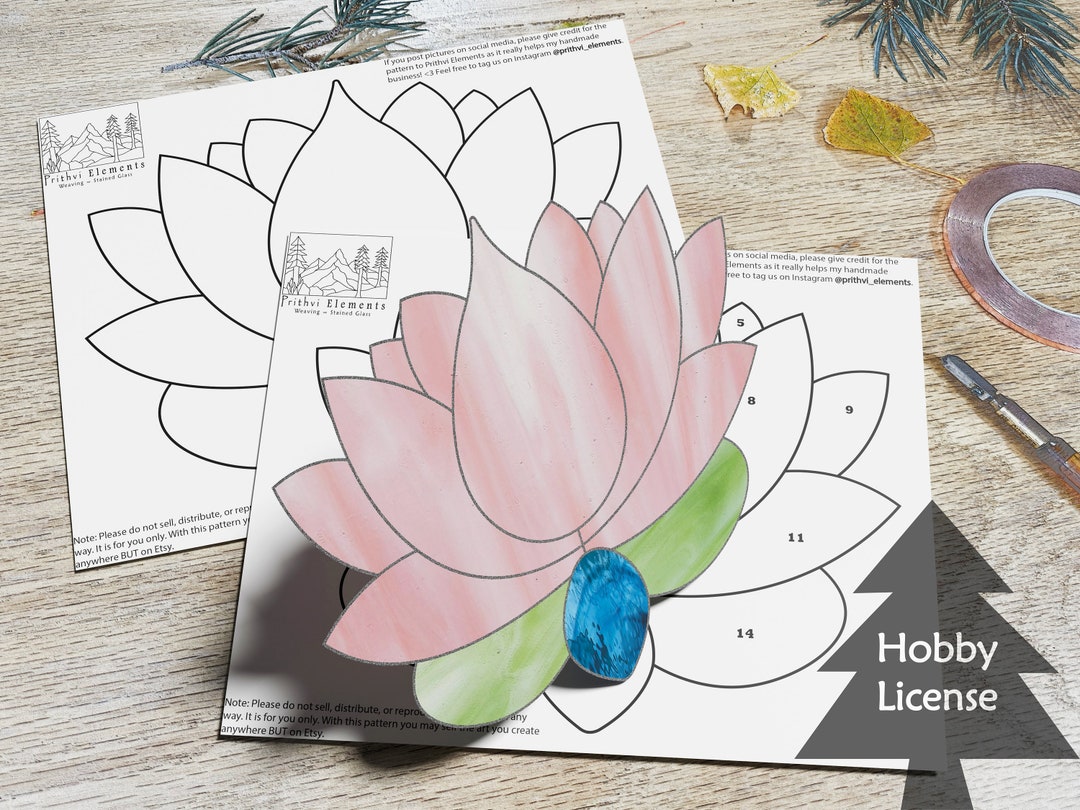 Simple Lotus Stained Glass Pattern, Digital Download, Beginner Pattern ...