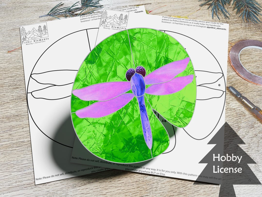 Simple Dragonfly Stained Glass Pattern, Digital Download, Stained Glass ...