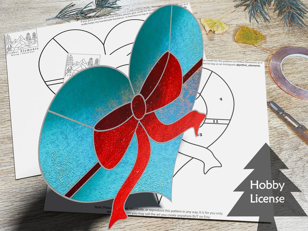 Heart Ribbon Stained Glass Pattern, Valentine Hearts, Digital Download ...