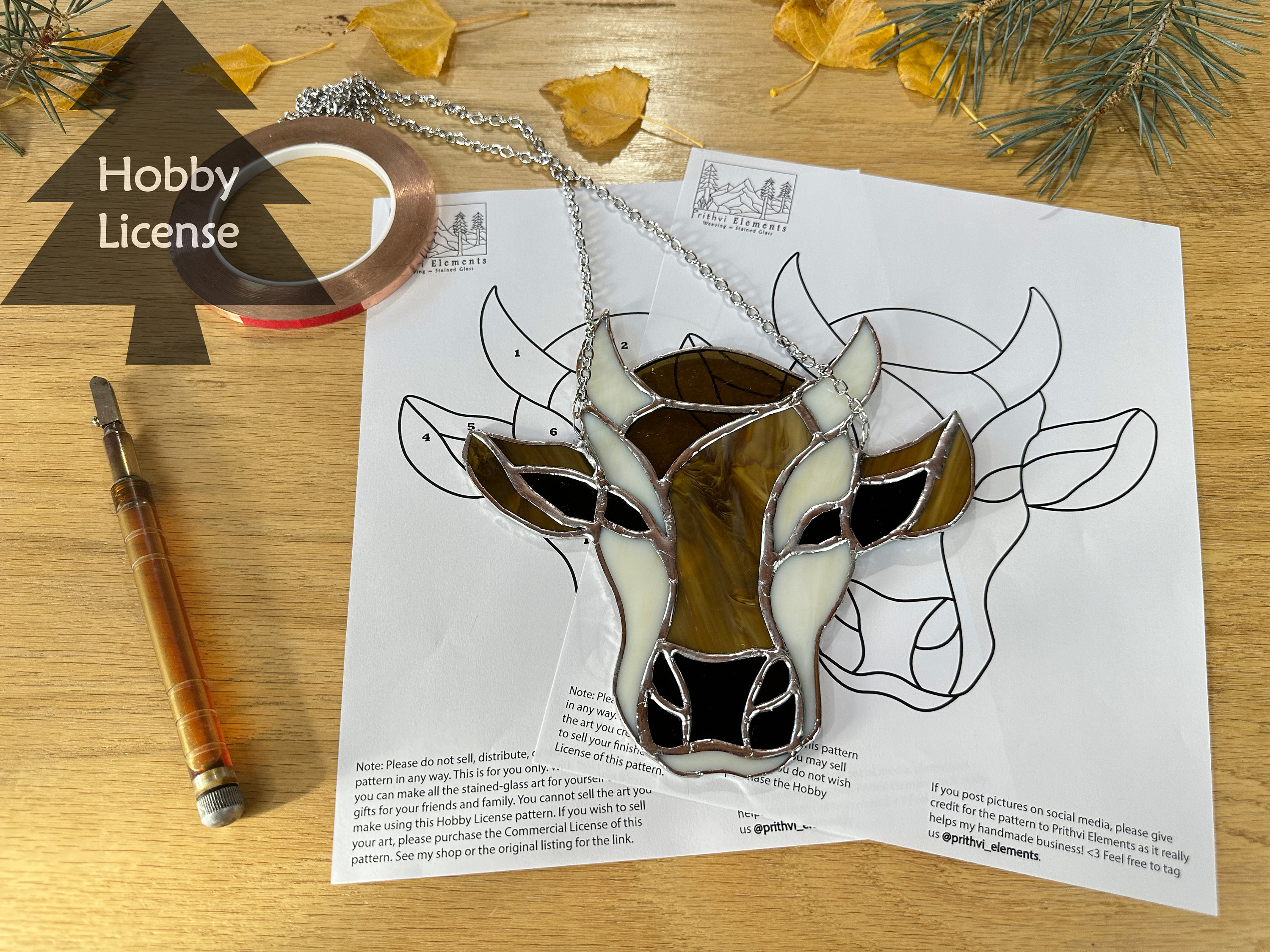 Cow Stained Glass Pattern, Digital Download, Stained Glass Patterns Cow ...