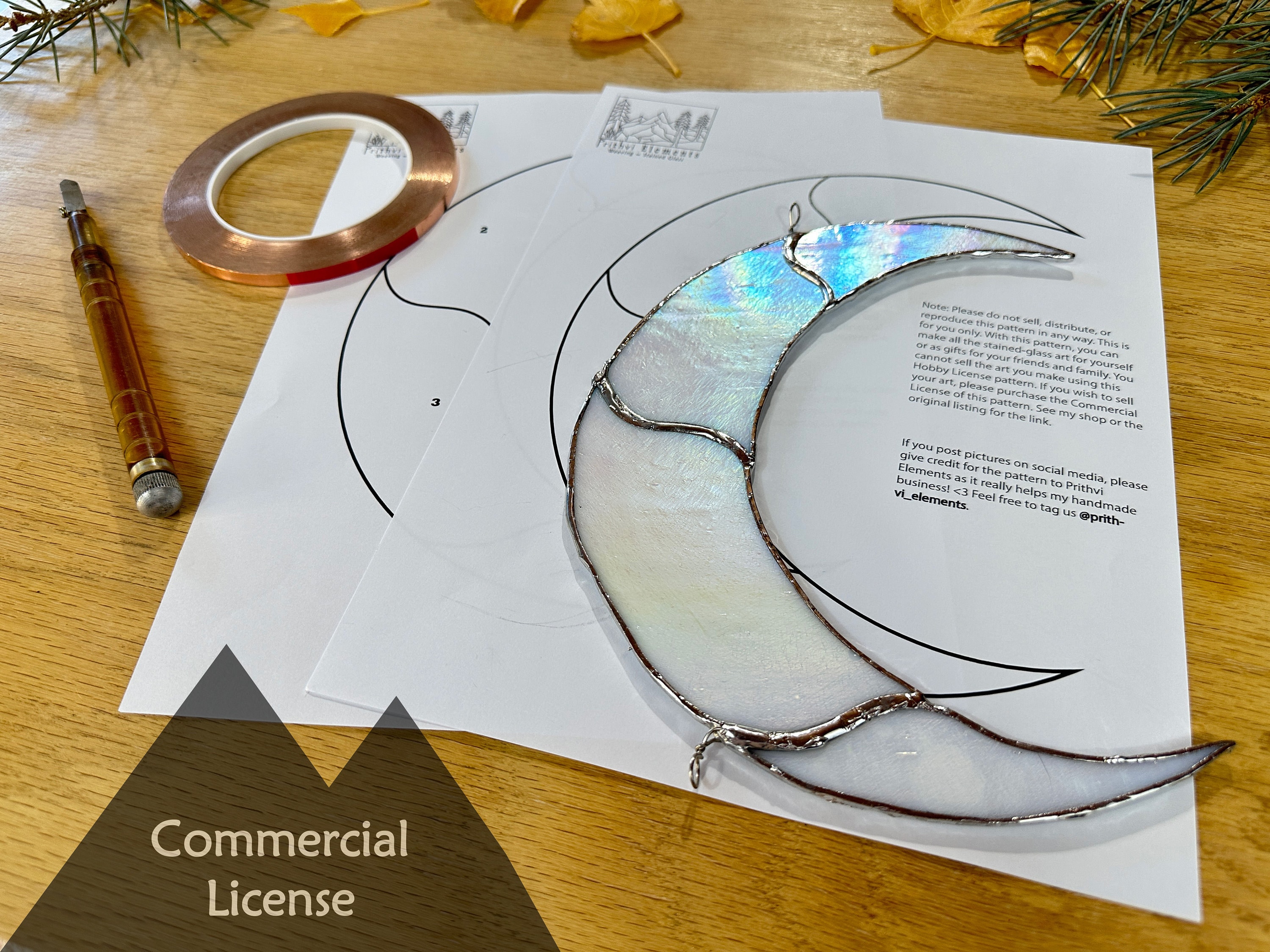 Crescent Moon Stained Glass Pattern Digital Download Stained - Etsy