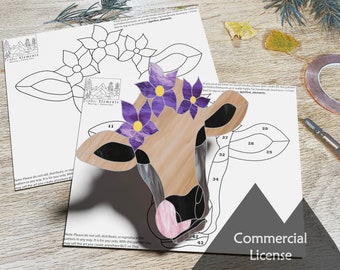 Cow Stained Glass Pattern, Digital Download, Stained Glass Patterns Cow ...