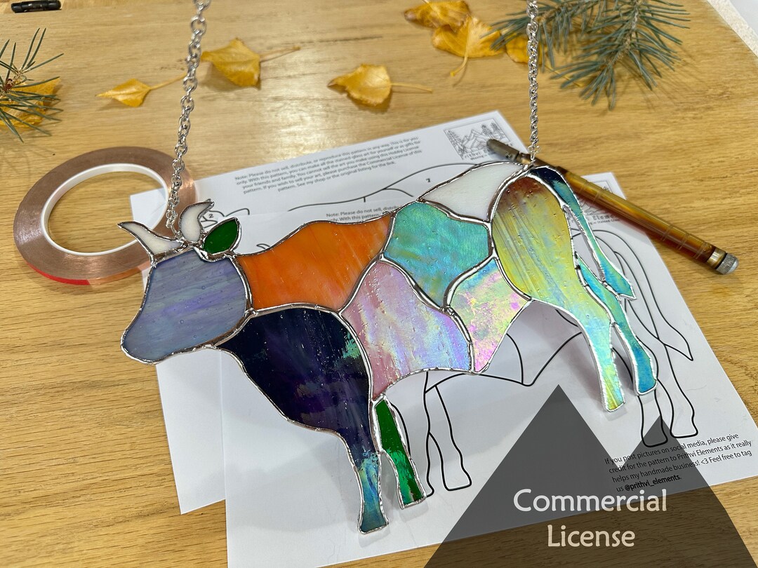 Cow Stained Glass Pattern, Digital Download, Stained Glass Patterns Cow ...