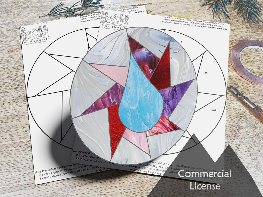 Abstract Geometric Stained Glass Pattern, Tear Drop Circle Shape ...