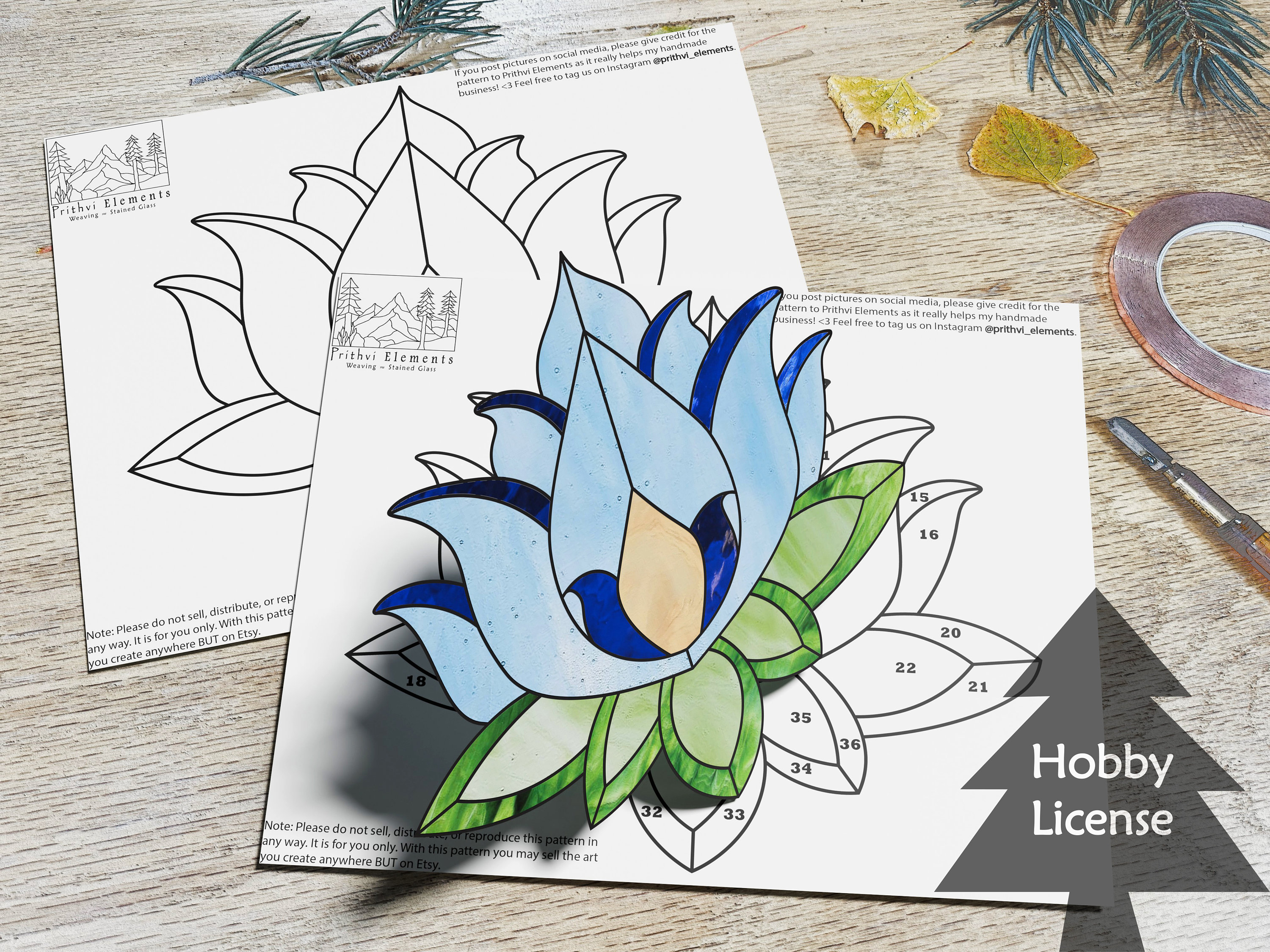 Lotus II Stained Glass Pattern, Digital Download, Beginner Pattern ...