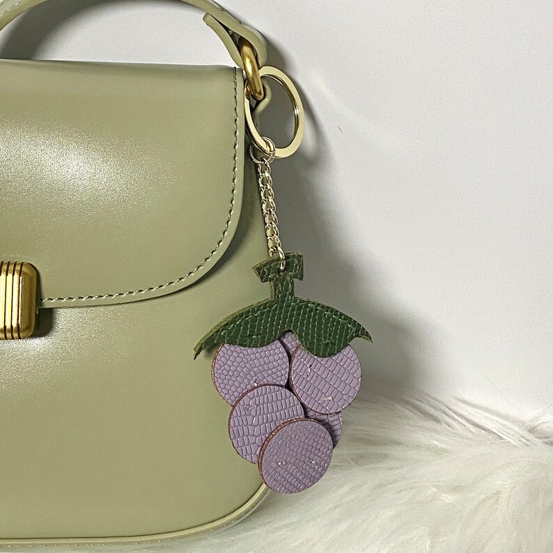 Leather Bag Charm,grape Leather Keychain, Cute Fruit Bag Charms ...