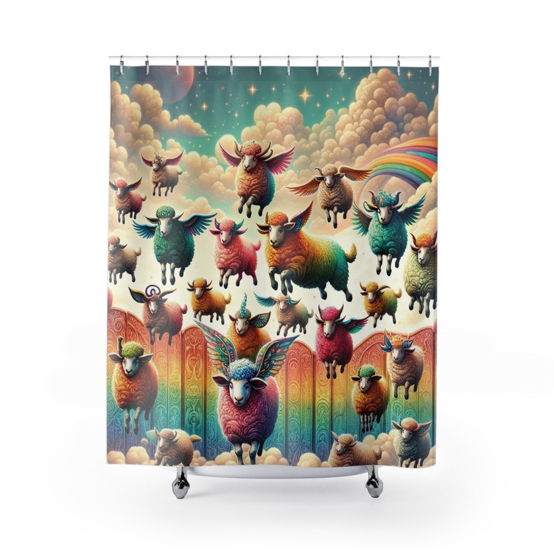Counting Sheep, Multi-color Shower Curtains, 100% Polyester - Etsy