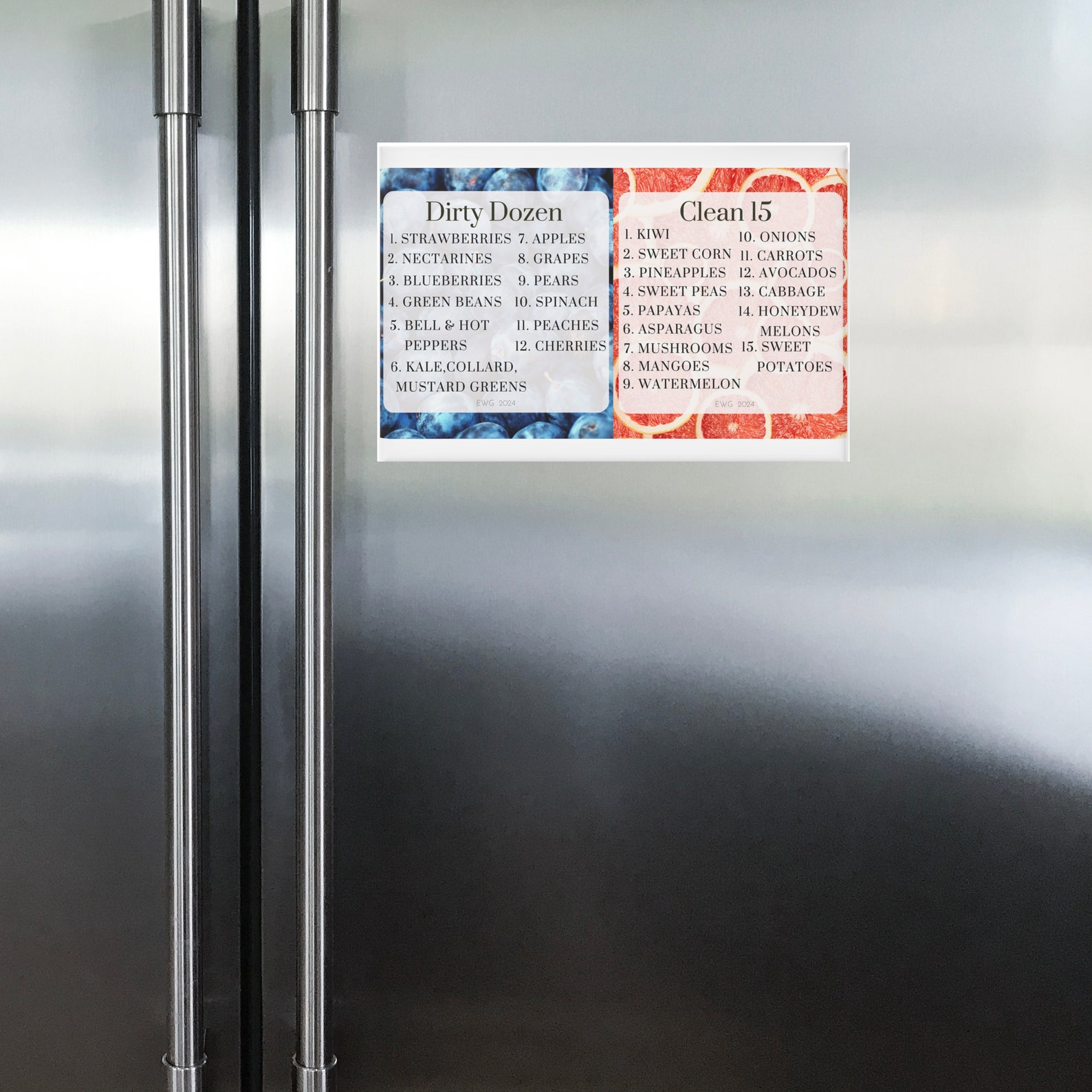 2024 Guide for Organic Produce Magnet-ewg Dirty Dozen & Clean 15 Lists ...