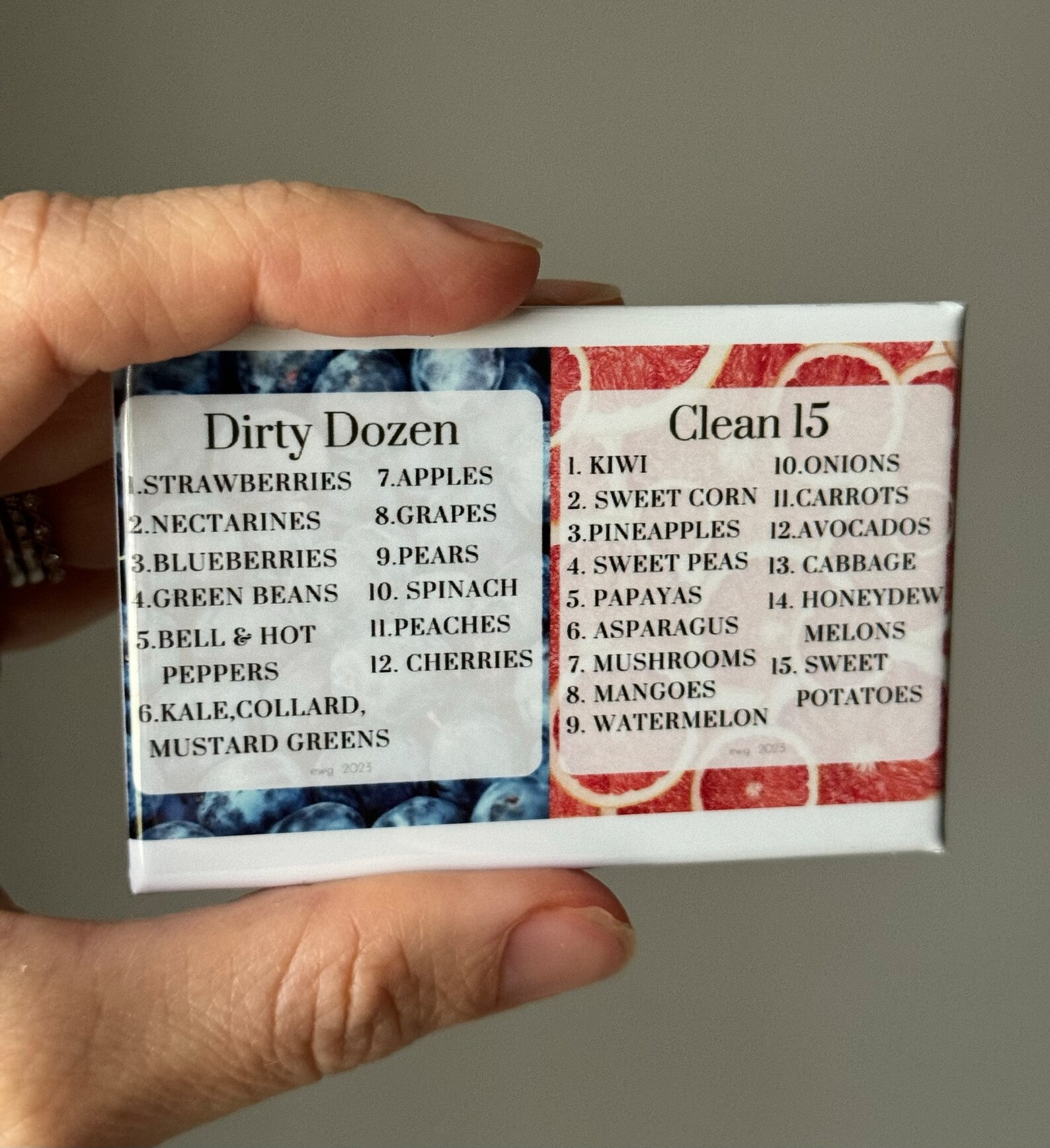 2024 Guide for Organic Produce Magnet-ewg Dirty Dozen & Clean 15 Lists ...