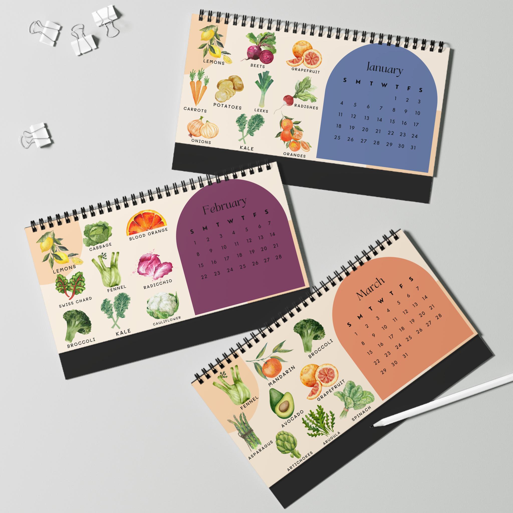 2026 Seasonal Produce Guide Calendars - Visual Kitchen Companion in ...