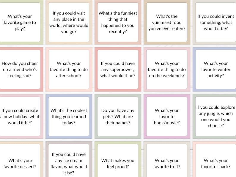 Conversation Starters Cards for Kids to Foster Communication ...