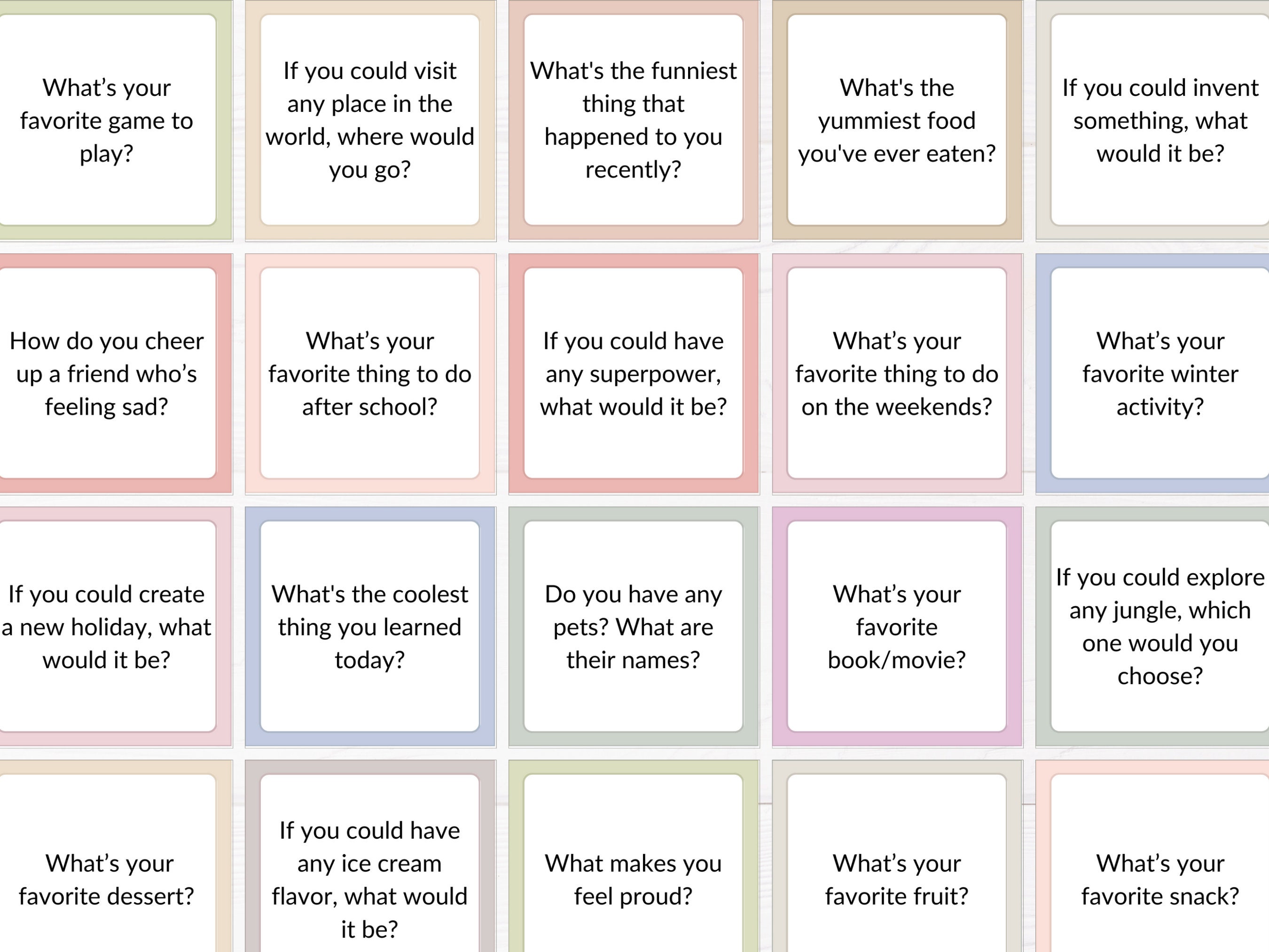 Conversation Starters Cards for Kids to Foster Communication ...