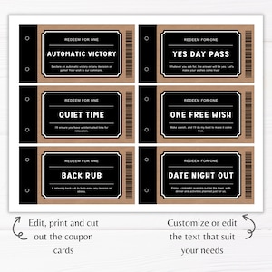 Printable Coupon Book Customizable Love Coupons Personalized Gift ...