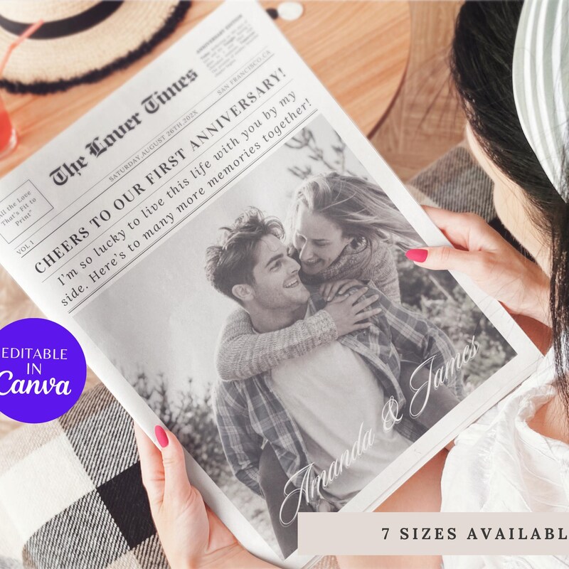 Gift For Couples Custom Couple Annversary Newspaper Template Dgtal ...