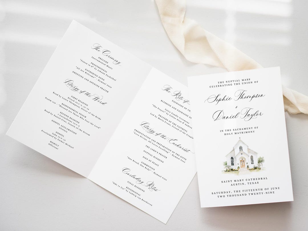 Catholic Wedding Program Template , Folded Catholic Mass Wedding ...