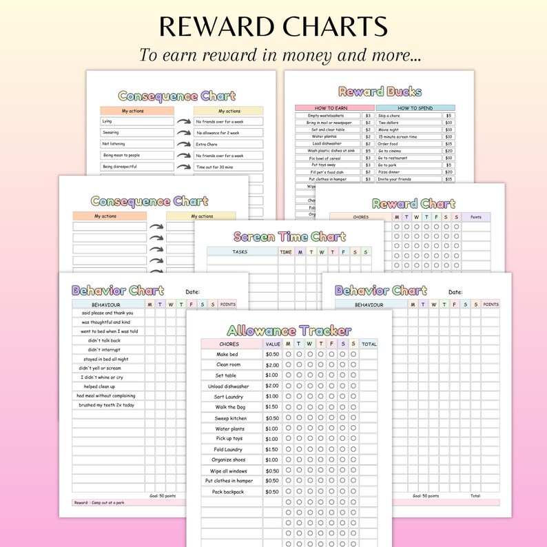 Editable Kids Chore Charts Chore Chart Kids Routine Chart Kid's Chore ...