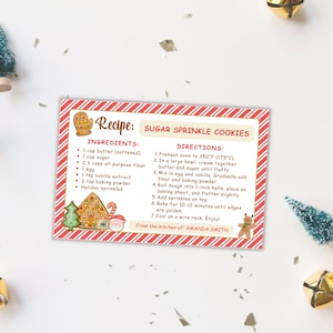 Christmas Cookie Exchange Recipe Card, Christmas Cookie Recipe Card ...
