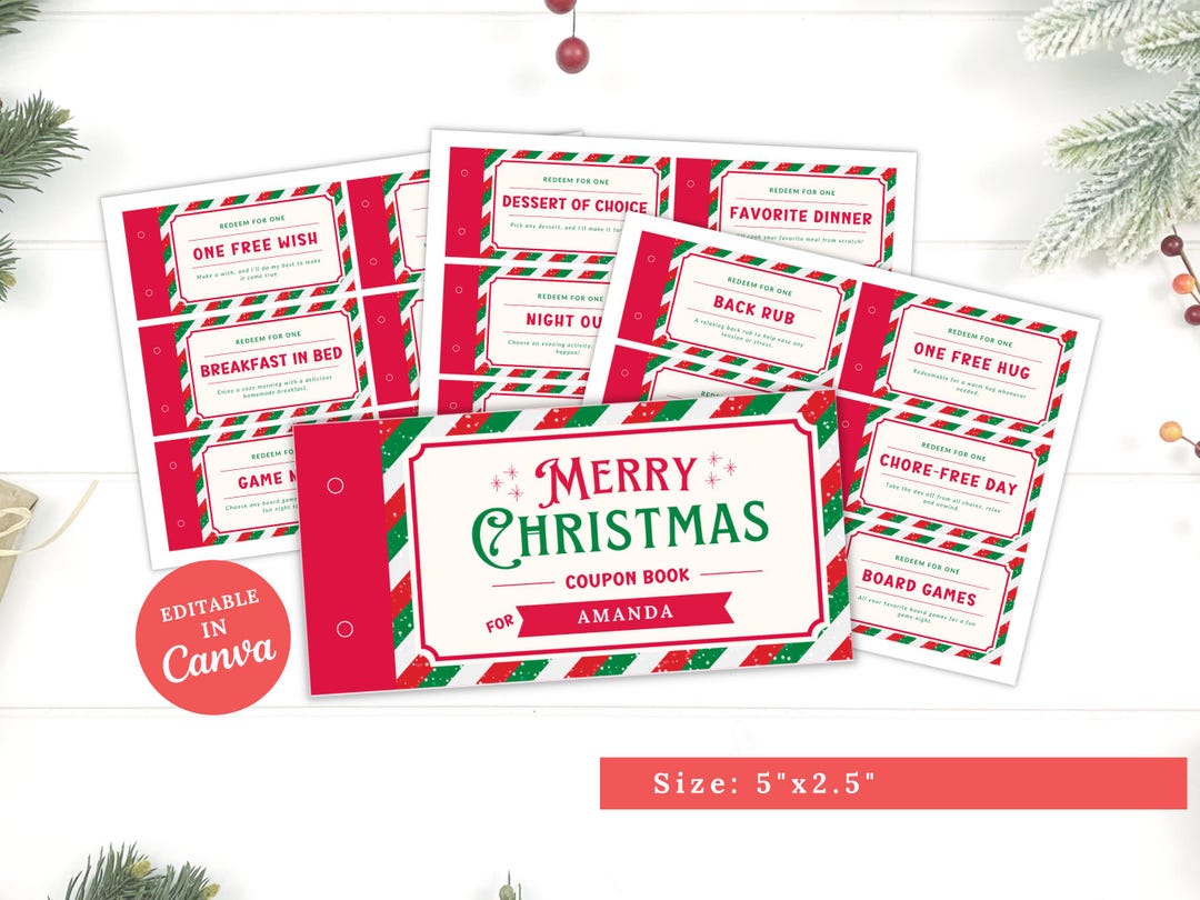 Printable Christmas Coupon Book, Stocking Stuffer for Kids & Adults ...