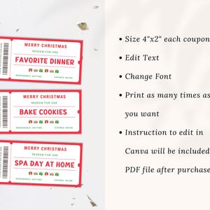Printable Christmas Coupon Cards, Editable Christmas Coupons, Custom ...
