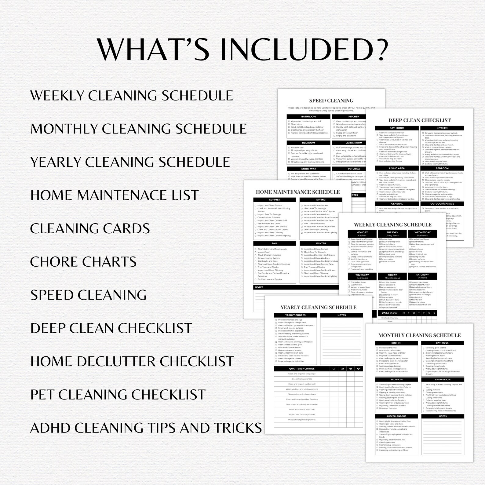 ADHD Cleaning Checklist Bundle Printable ADHD Cleaning Planner Cleaning ...
