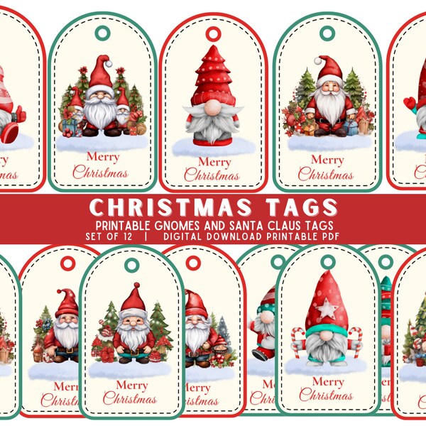 Gnome Christmas Tags - Etsy