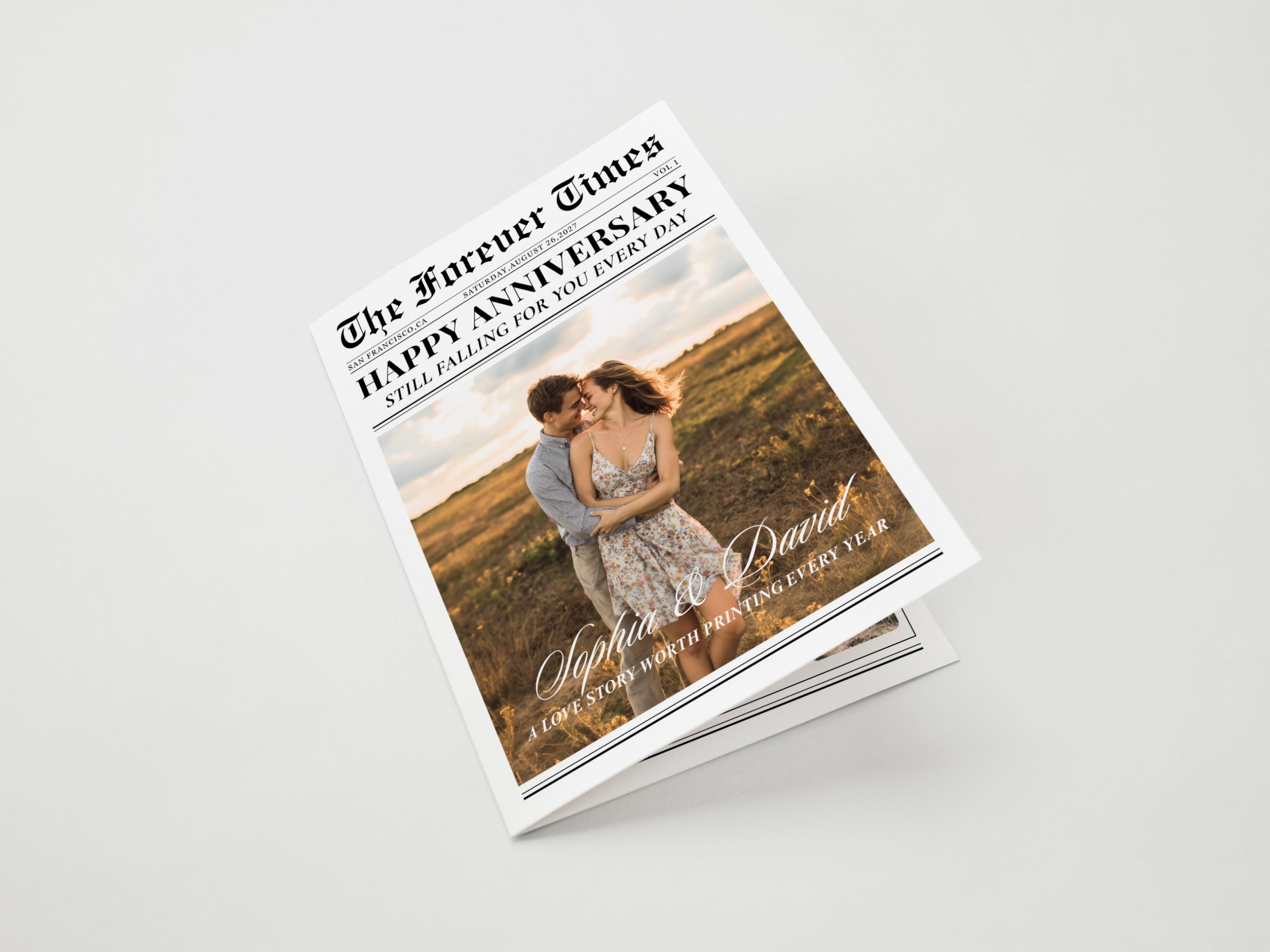 Couple Anniversary Newspaper Template, One Year Wedding Anniversary ...