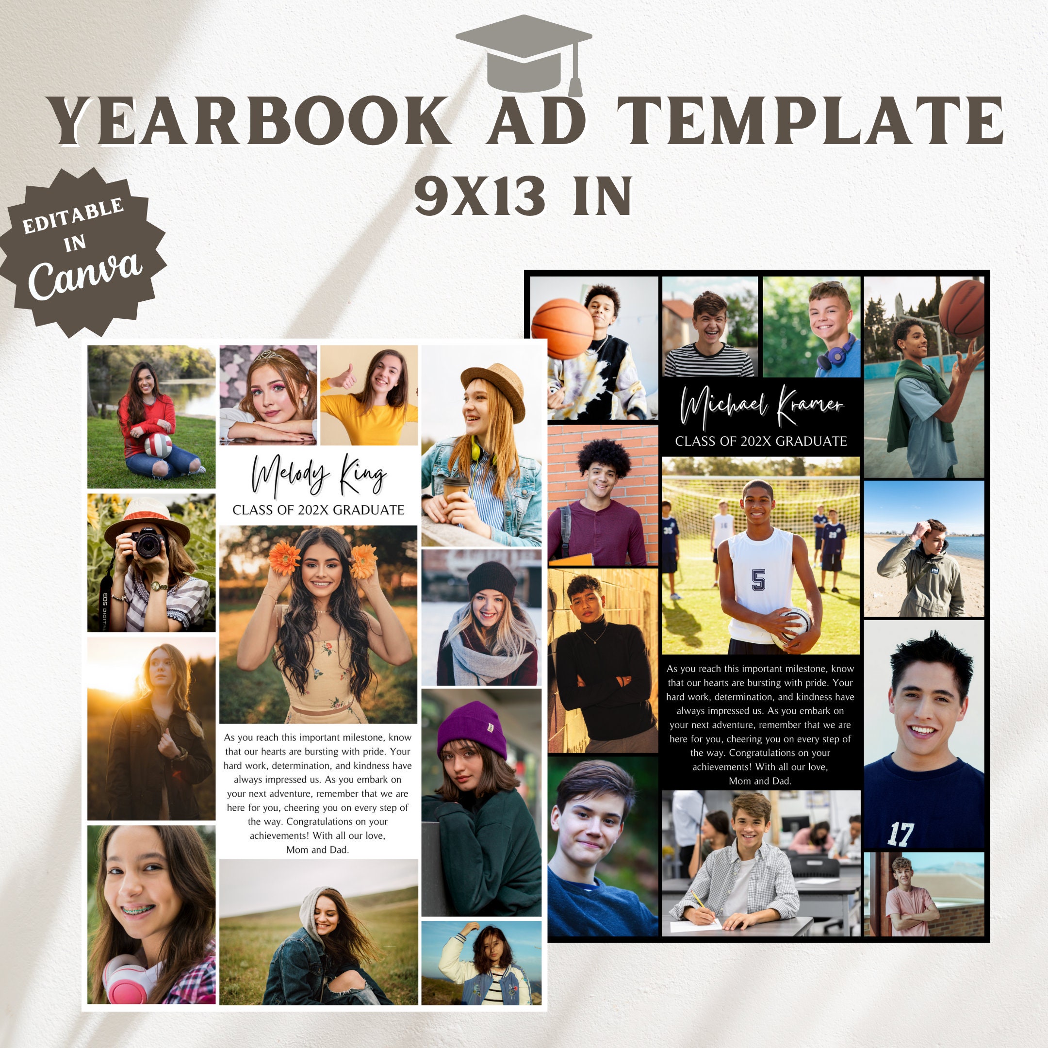 Yearbook Ad Template | 9x13in Yearbook Ad | High School and Senior ...