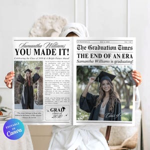 Graduation Newspaper Template, Editable Large Newspaper Graduation ...