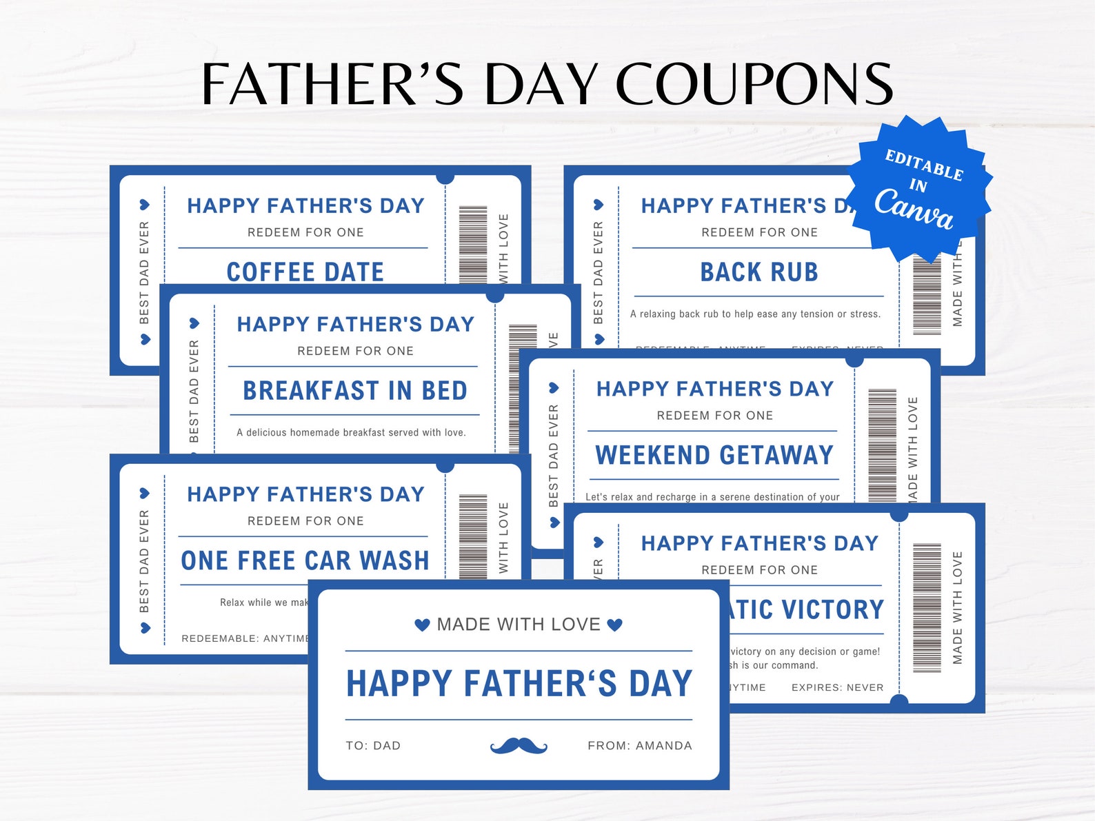 Fathers Day Gift Coupon Template Printable Fathers Day Gift Coupon Card ...