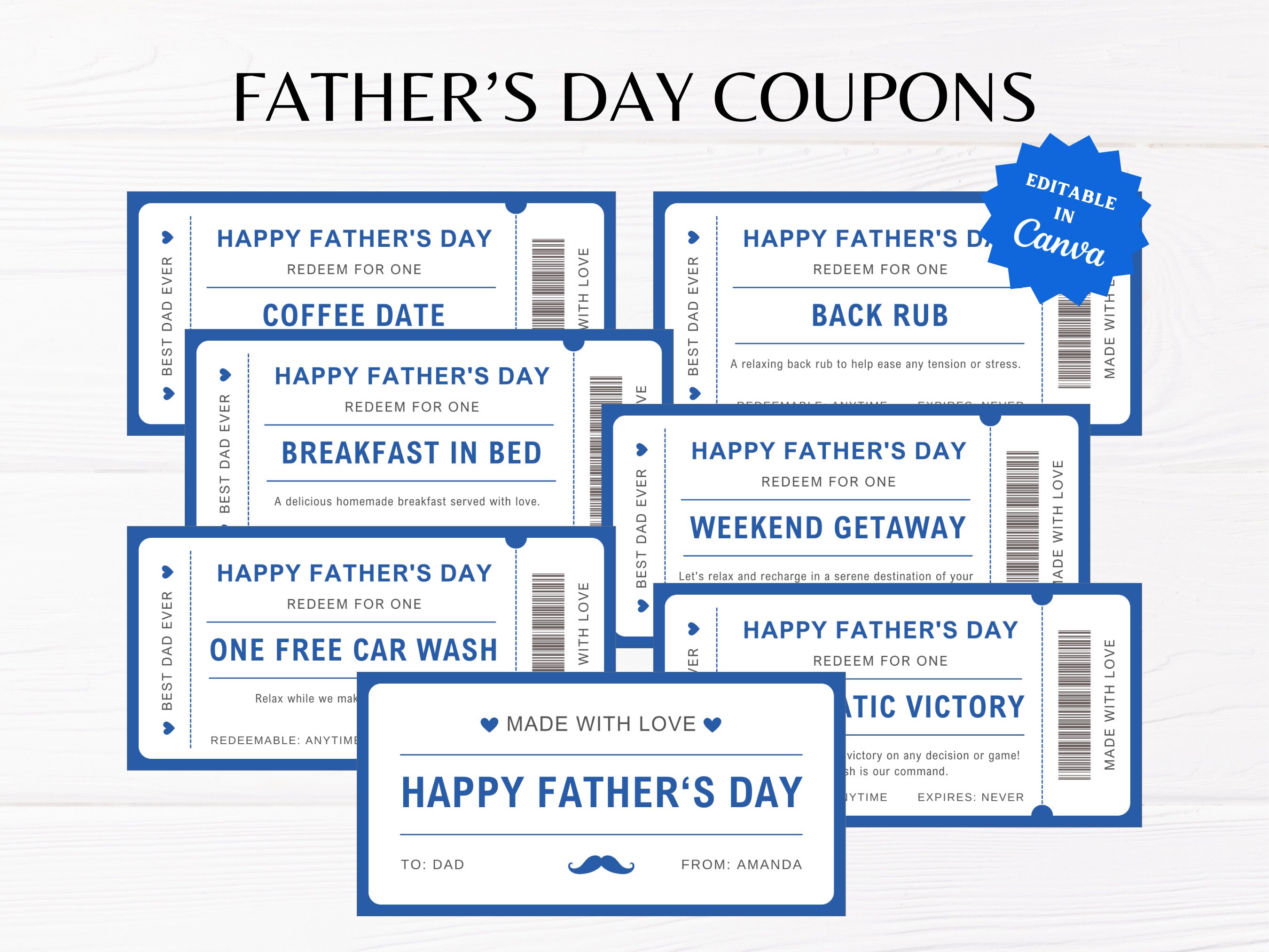Fathers Day Gift Coupon Template Printable Fathers Day Gift Coupon Card ...