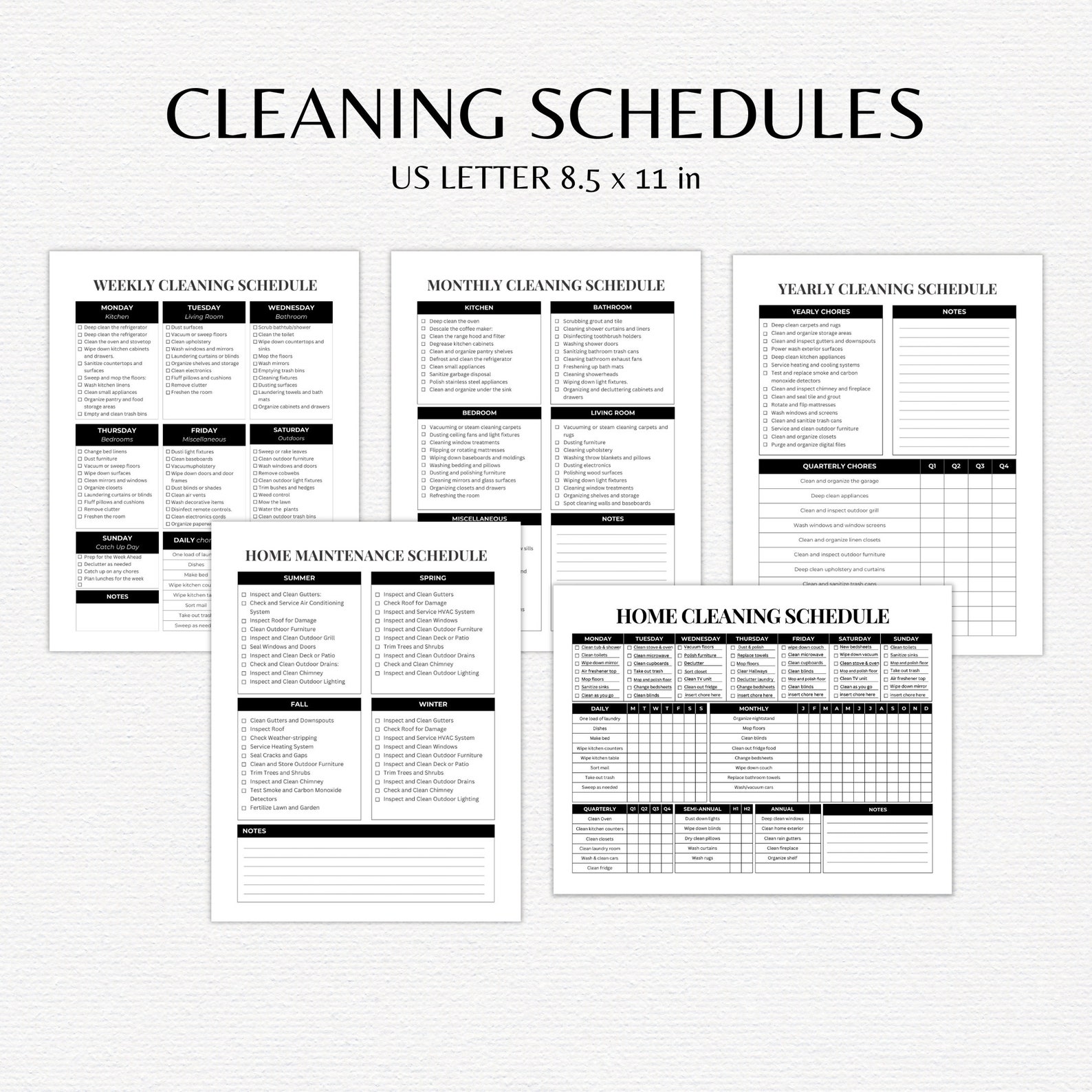 ADHD Cleaning Checklist Bundle Printable ADHD Cleaning Planner Cleaning ...