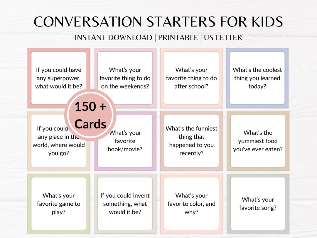 Conversation Starters Cards for Kids to Foster Communication ...