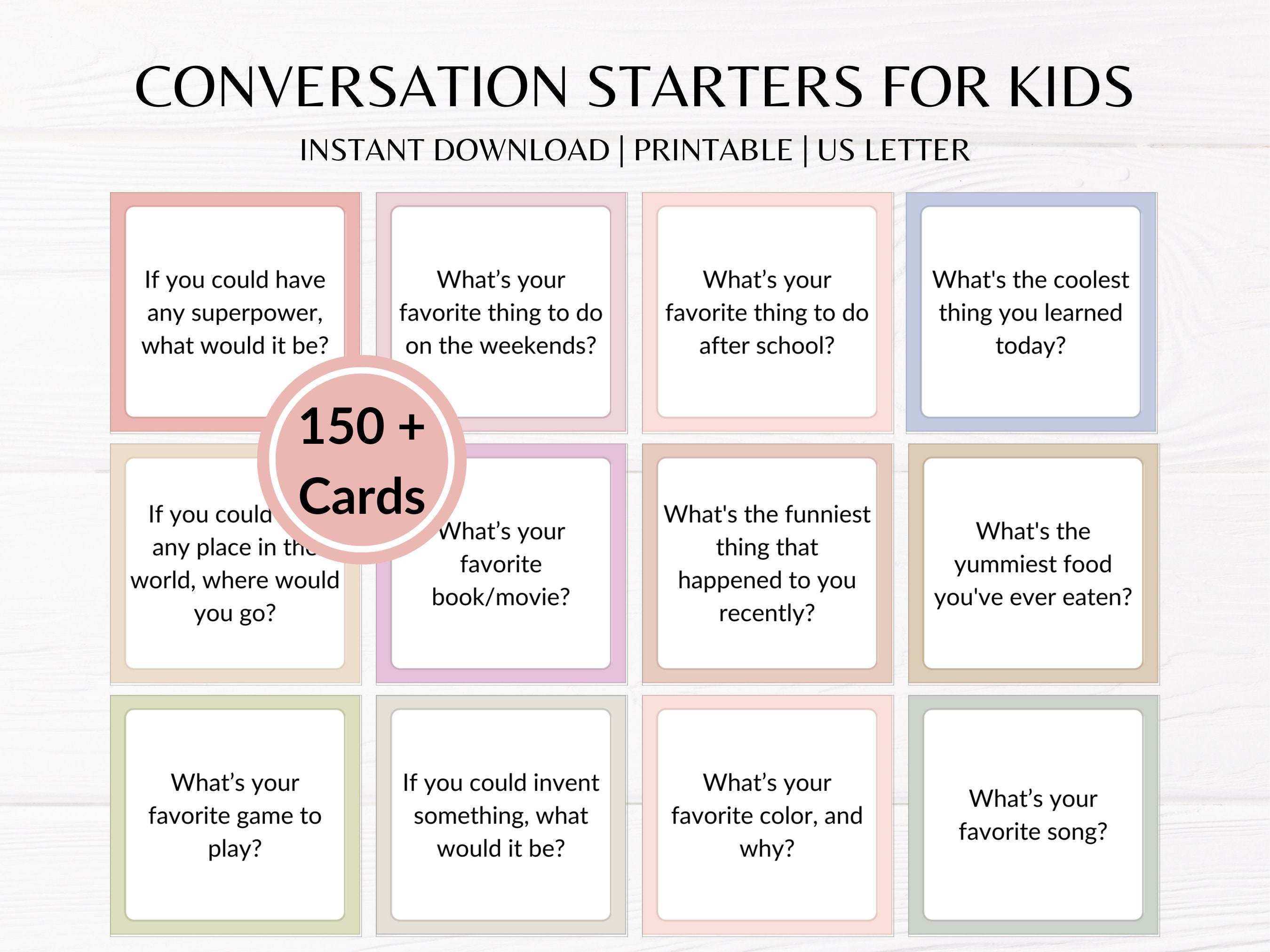 Conversation Starters Cards for Kids to Foster Communication ...