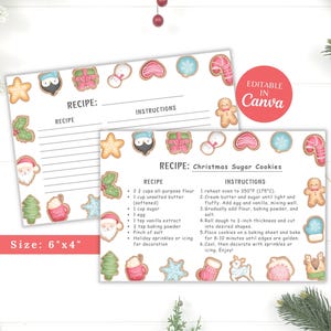 Christmas Cookie Exchange Recipe Card, Christmas Cookie Recipe Card ...