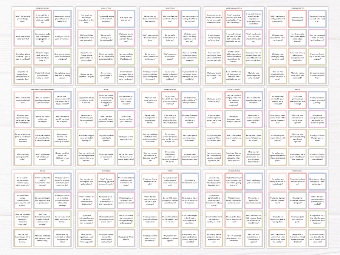 Conversation Starter Cards Perfect for Family Gatherings, Get-to-know ...