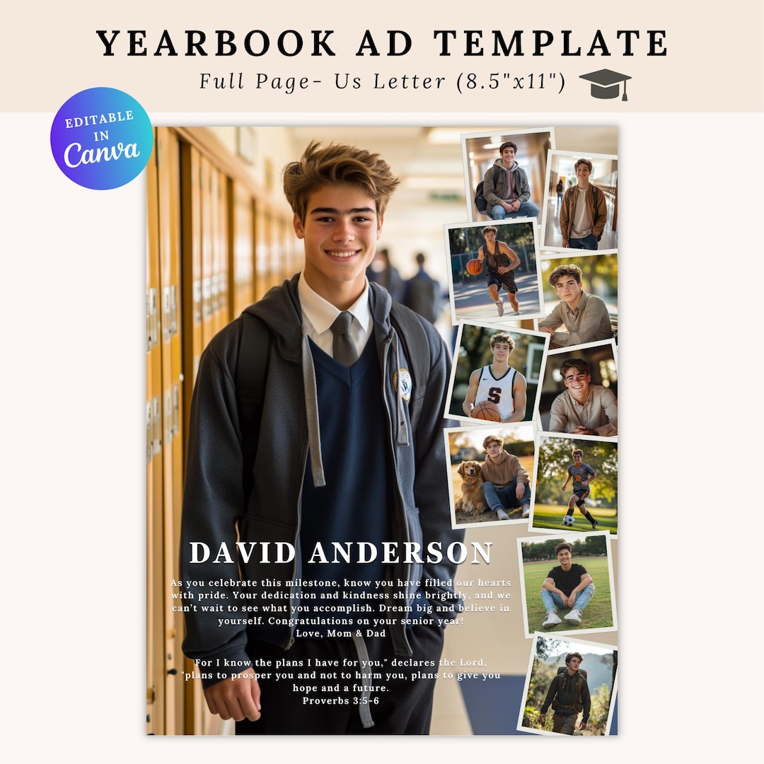 Editable Yearbook Ad, Senior Yearbook Ad , High School Yearbook Ad ...