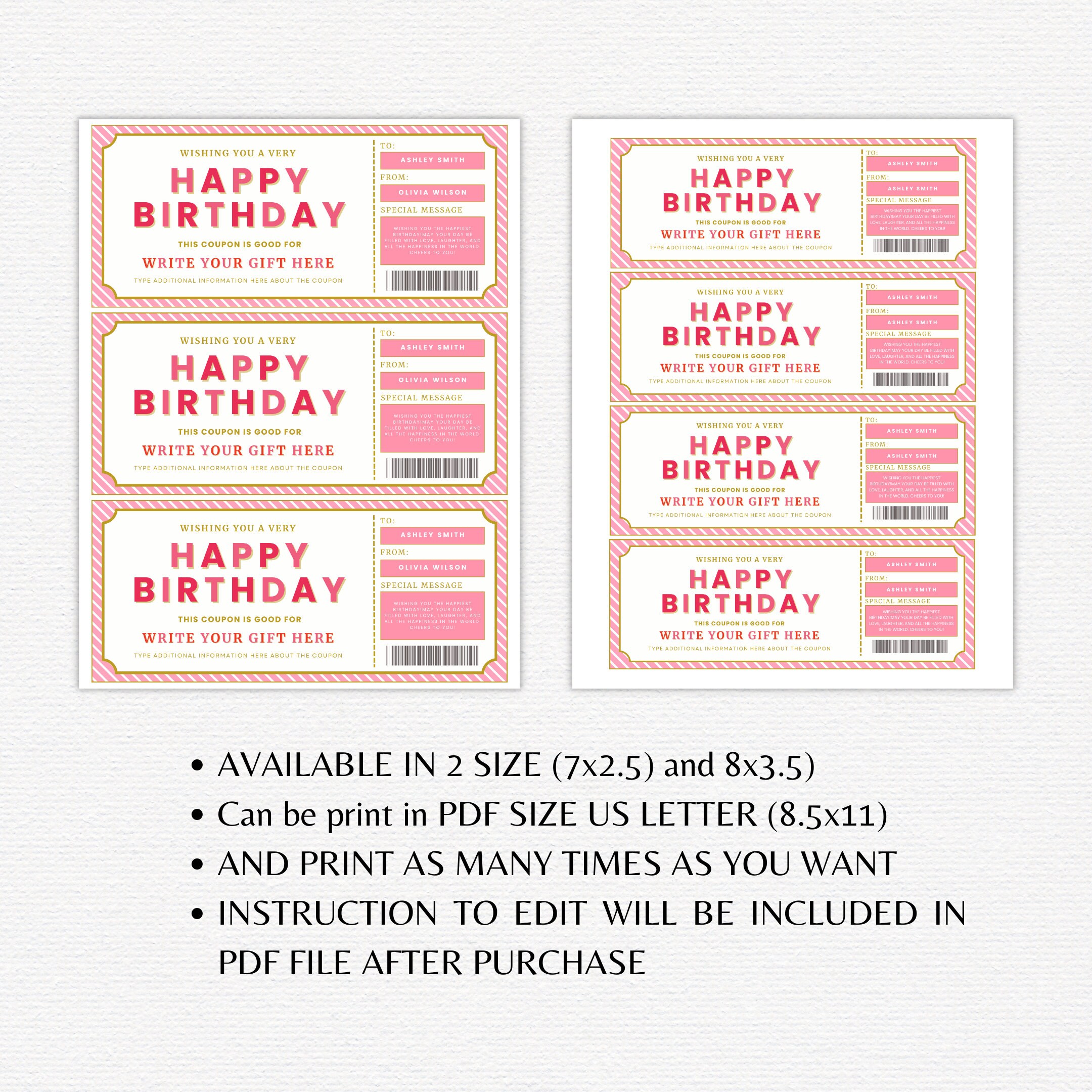 Birthday Gift Coupon Template Printable Birthday Gift Coupon Card ...