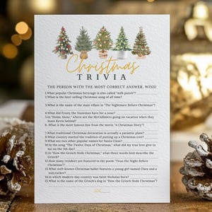 Christmas Trivia Game, Printable Christmas Trivia, Holiday Party Game ...