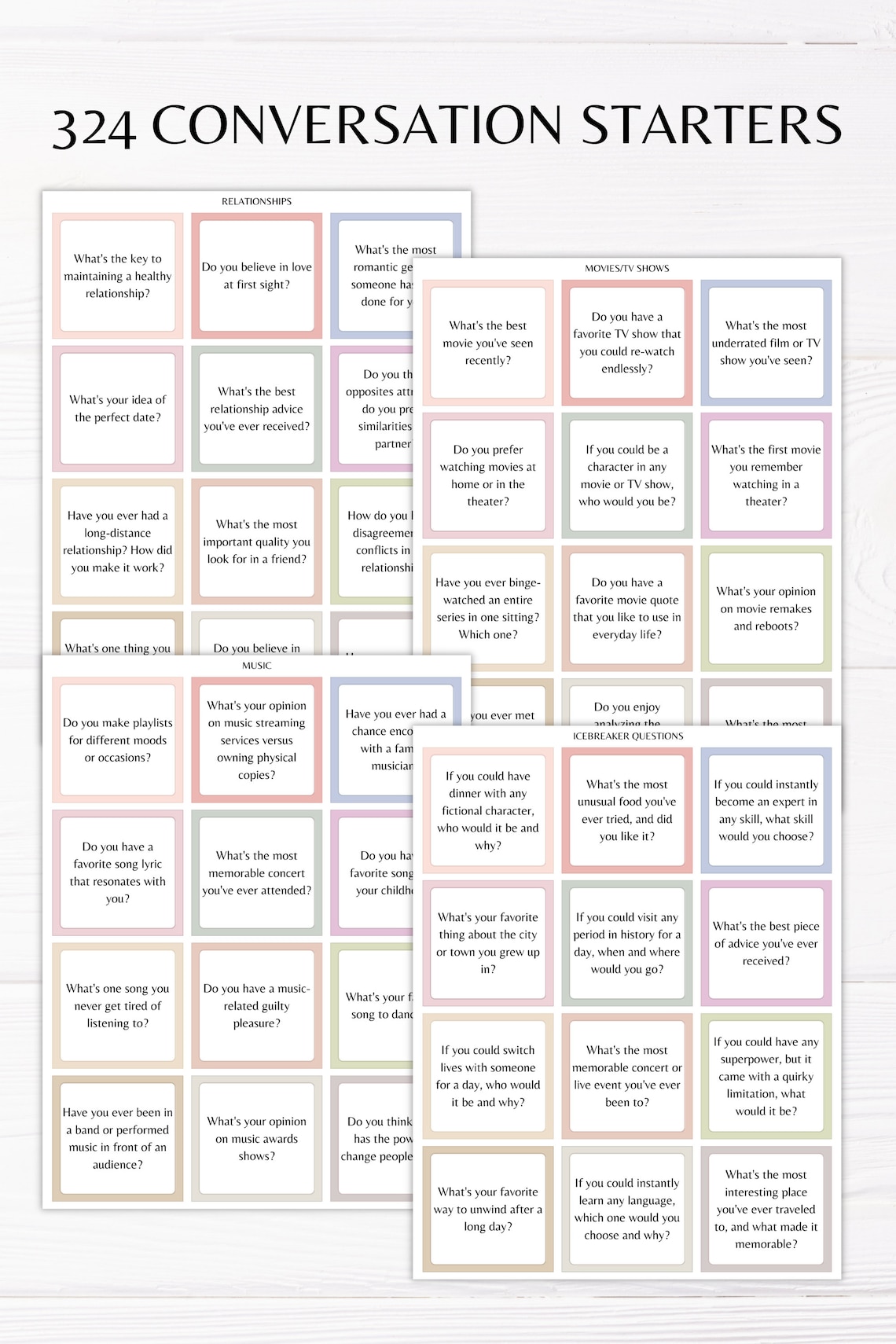 Conversation Starter Cards Perfect for Family Gatherings, Get-to-know ...