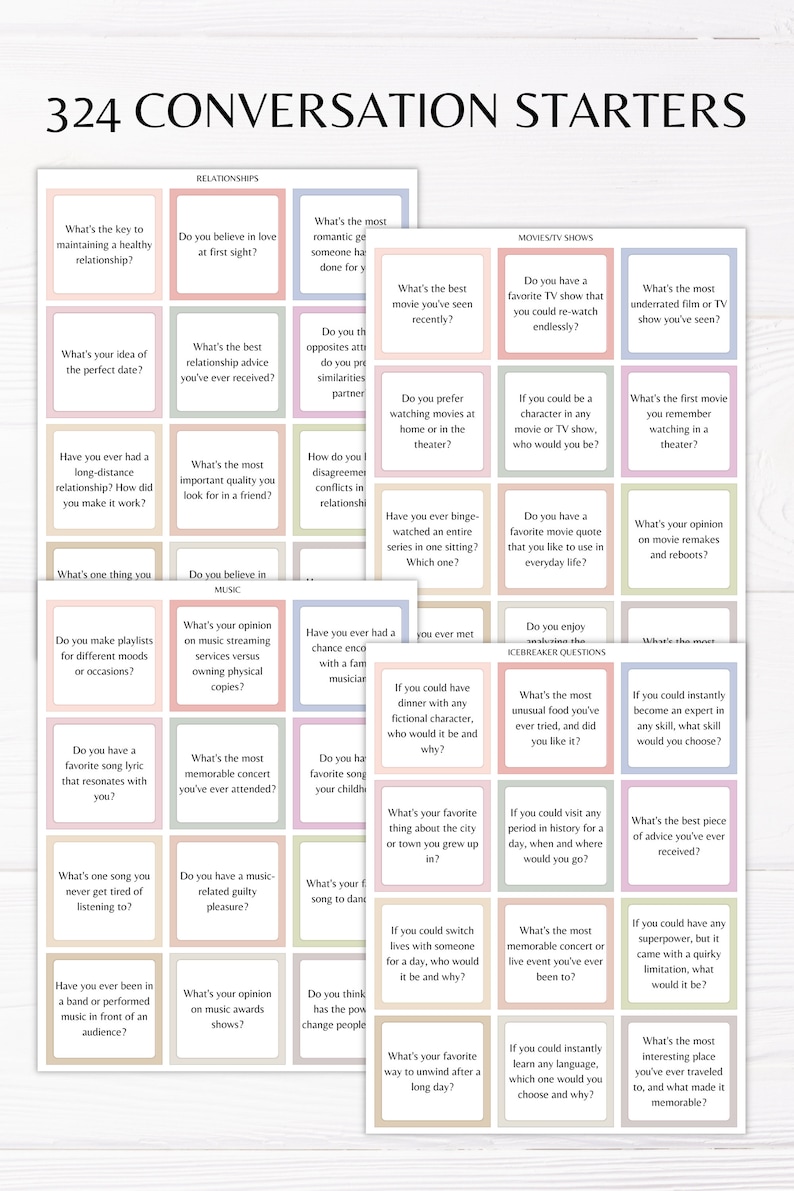 Conversation Starter Cards Perfect for Family Gatherings, Get-to-know ...